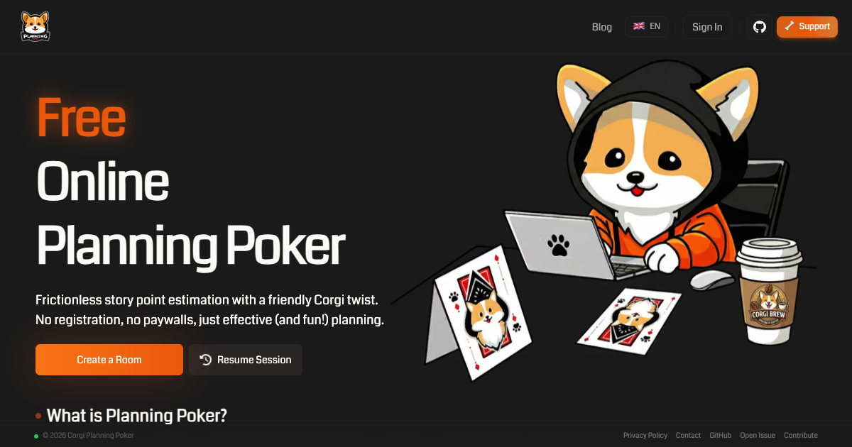 Free Online Planning Poker | Corgi Planning Poker
